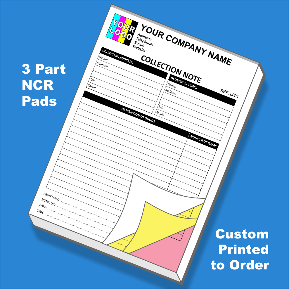 Custom NCR Collection Note Pads UK – Duplicate & Triplicate Collection ...