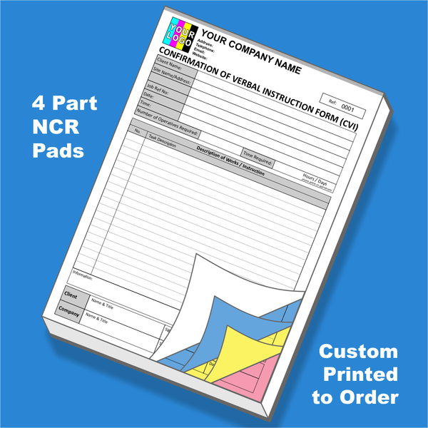 Confirmation of Verbal Instructions NCR Pads Printing – MD Print Shop