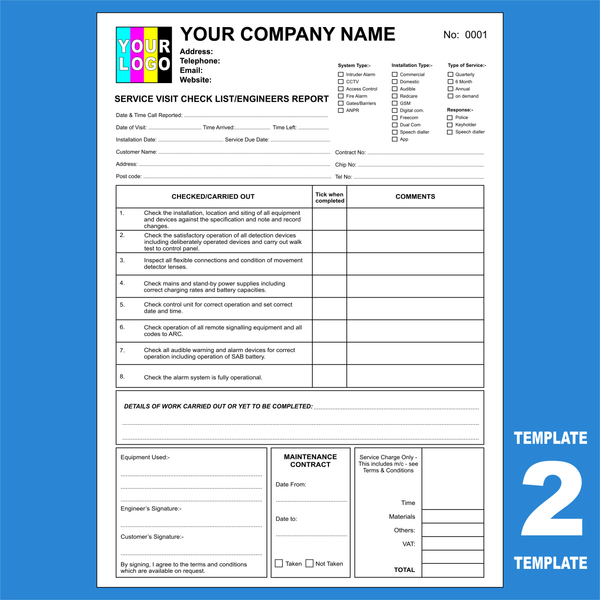 Fire Alarm Maintenance Report NCR Pads Custom Printing – MD Print Shop