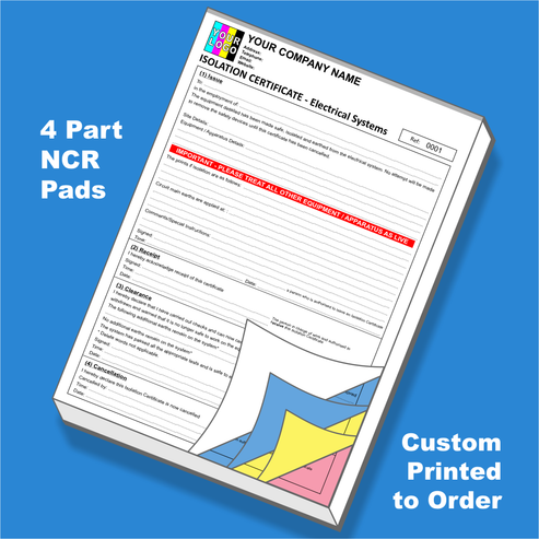 Electrical Isolation Certificate NCR Pads Printing – MD Print Shop