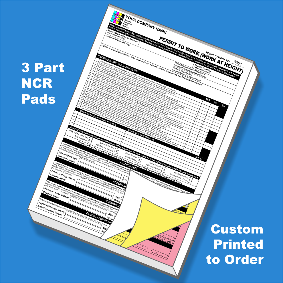 Permit to Work at Height NCR Pads Printing – MD Print Shop