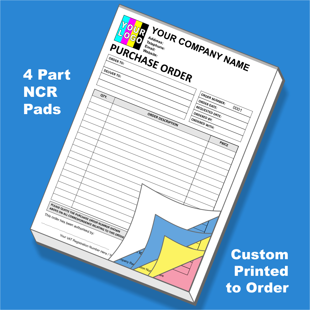 Custom NCR Purchase Order Pads UK – Duplicate & Triplicate PO Forms ...